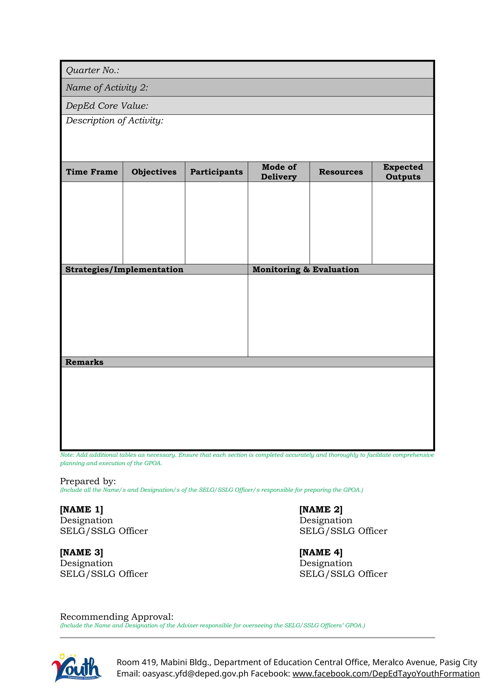 LGP GPOA Template learner government program | DOCX