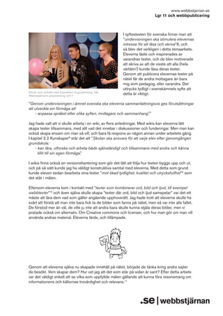 Stödmaterial – Lgr11 och webbpublicering | PDF