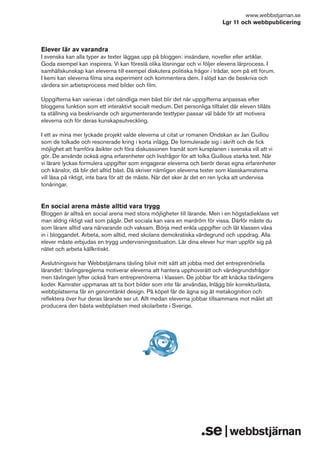 Stödmaterial – Lgr11 och webbpublicering | PDF