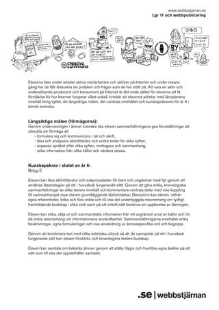 Stödmaterial – Lgr11 och webbpublicering | PDF