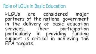 Lgu's educational support for basic education | PPTX