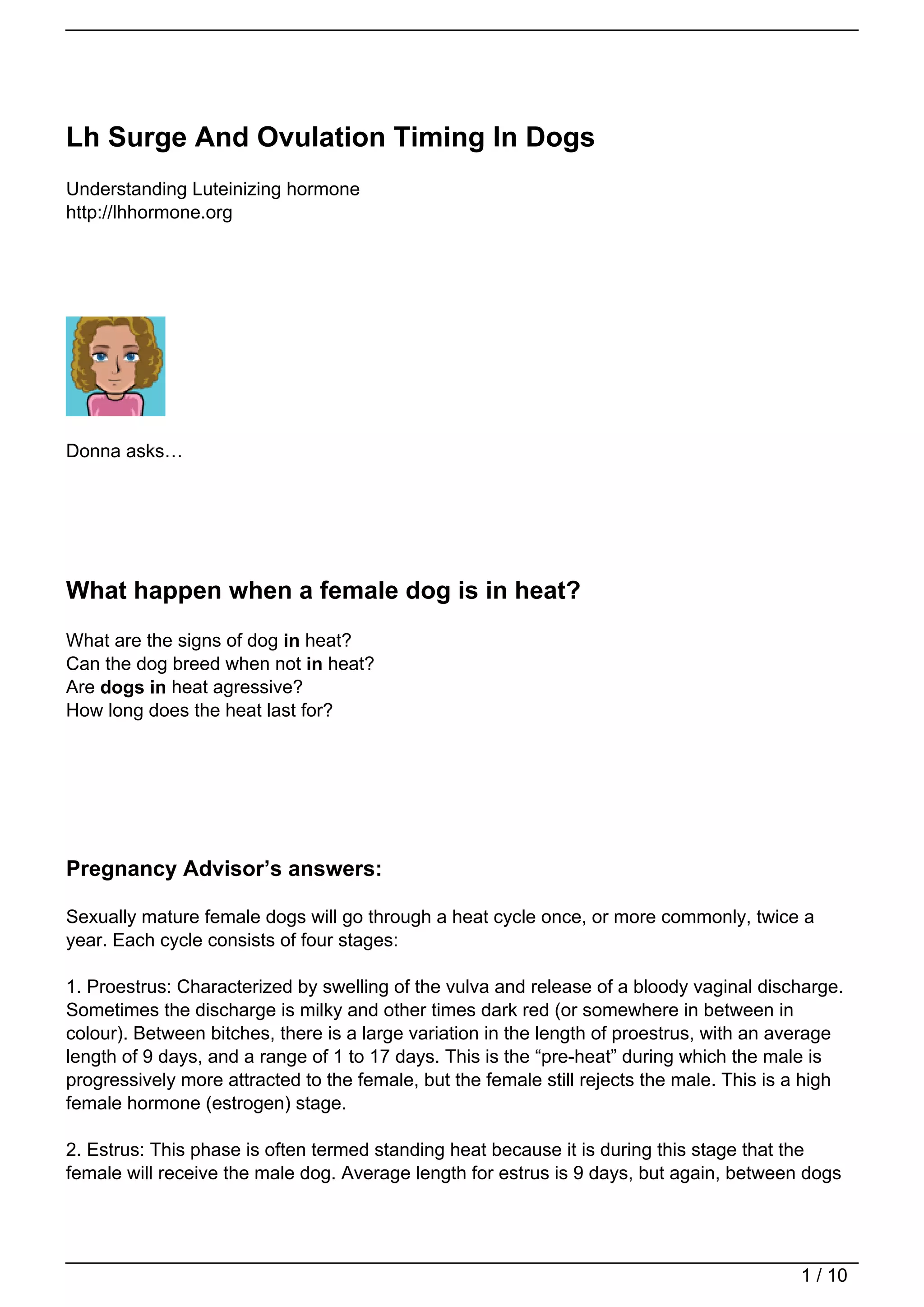 Lh Surge And Ovulation Timing In Dogs | PDF | Pregnancy | Reproductive ...