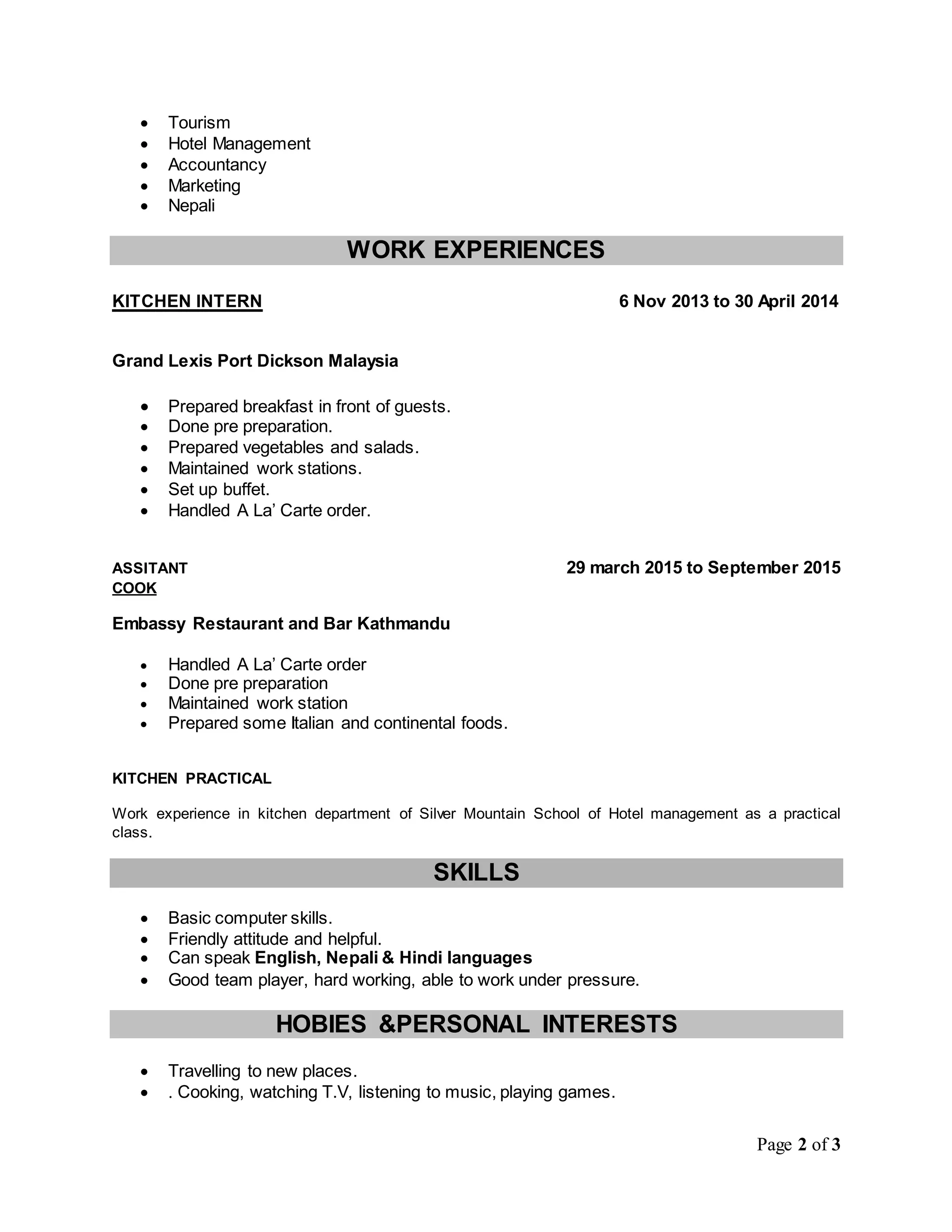 cv for commis | DOCX