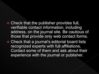 SCOUTING PREDATORY PUBLISHER | PPT