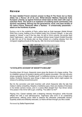 La Haine course booklet | PDF