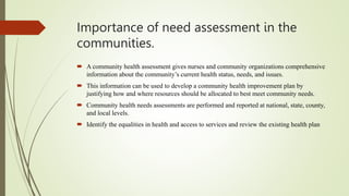 Need Assessment Unit I Community Health Nursing | PPTX