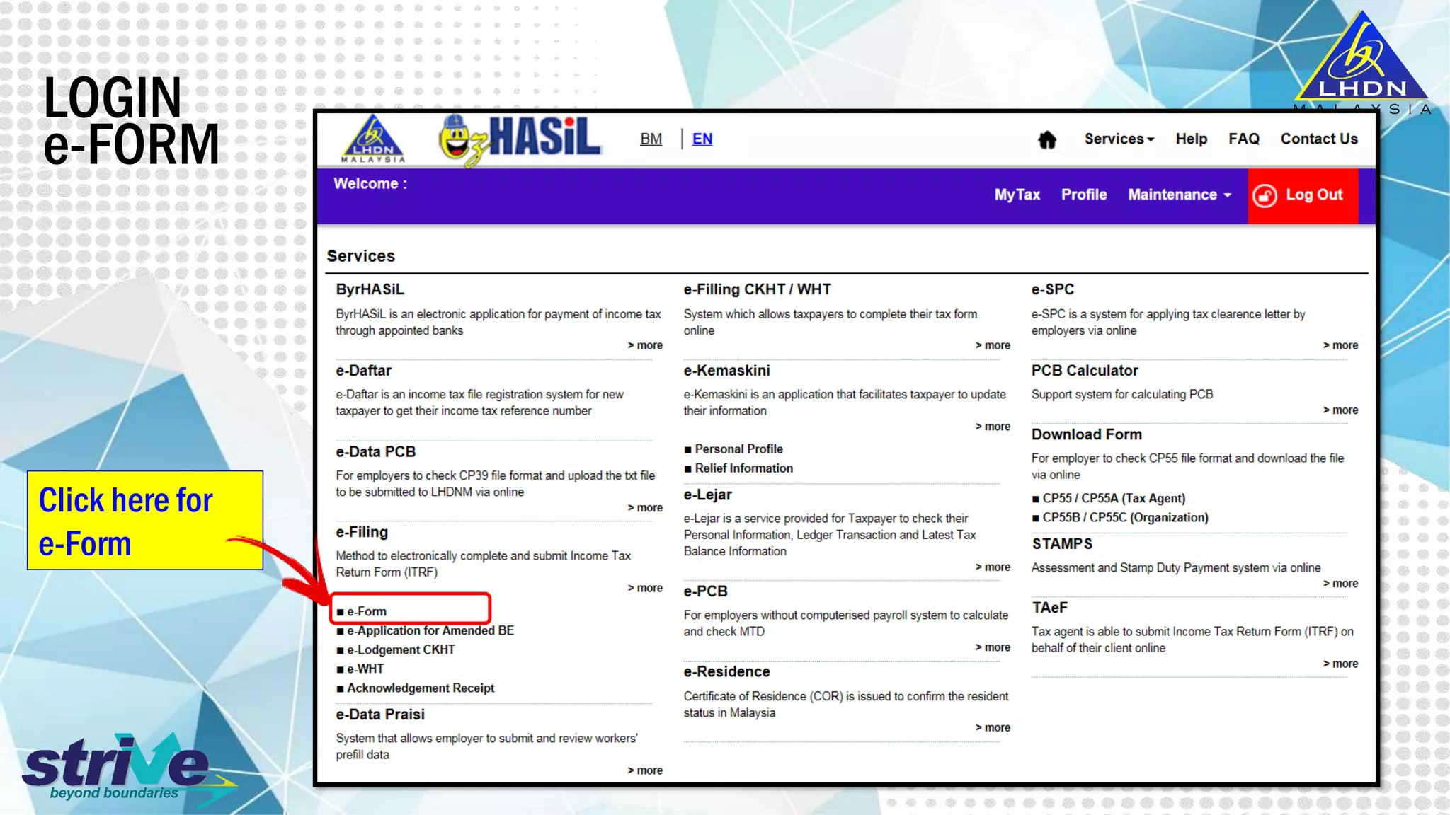 Lhdn e-filing guide for e-Be | PDF