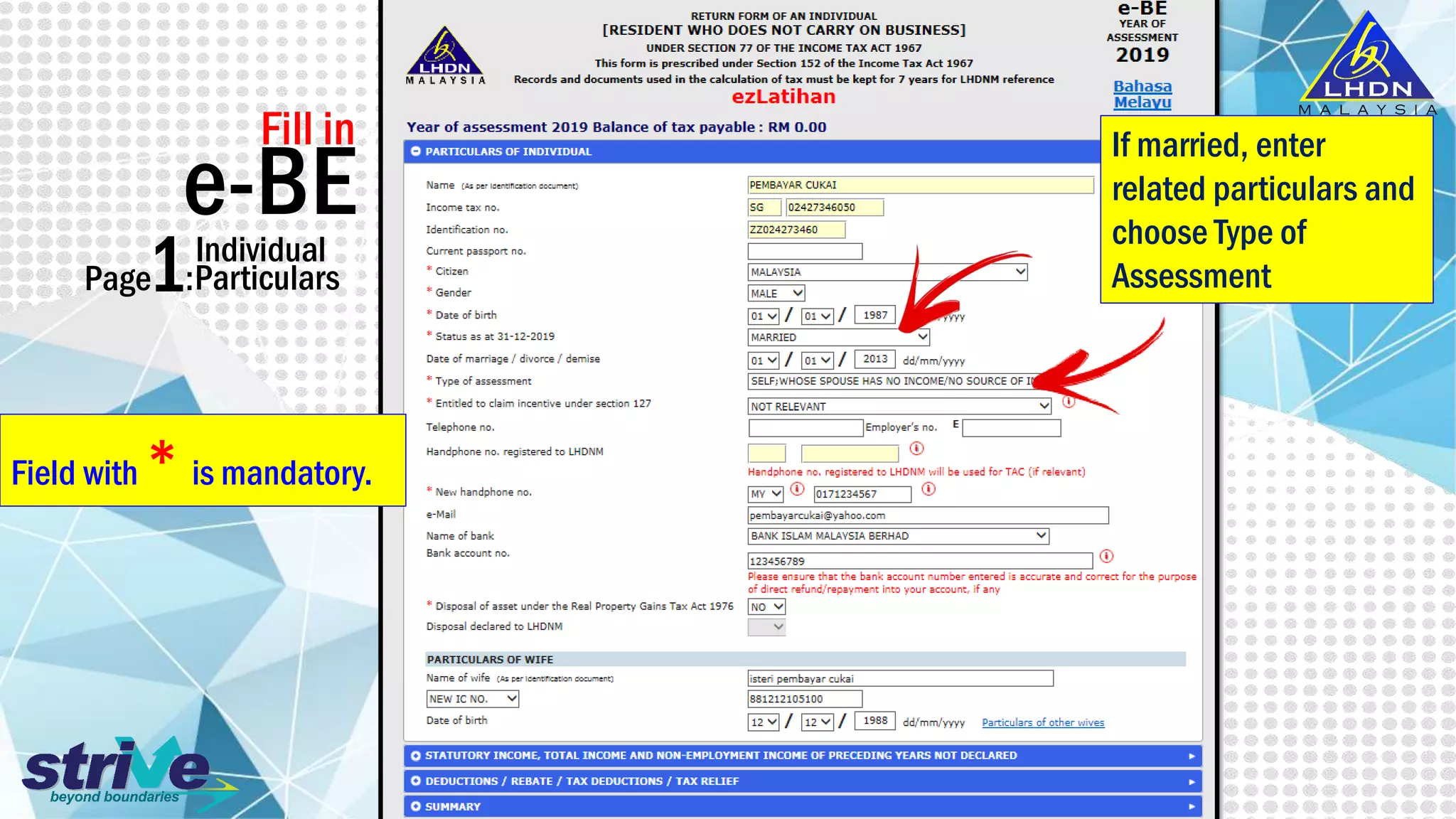 Lhdn e-filing guide for e-Be | PDF