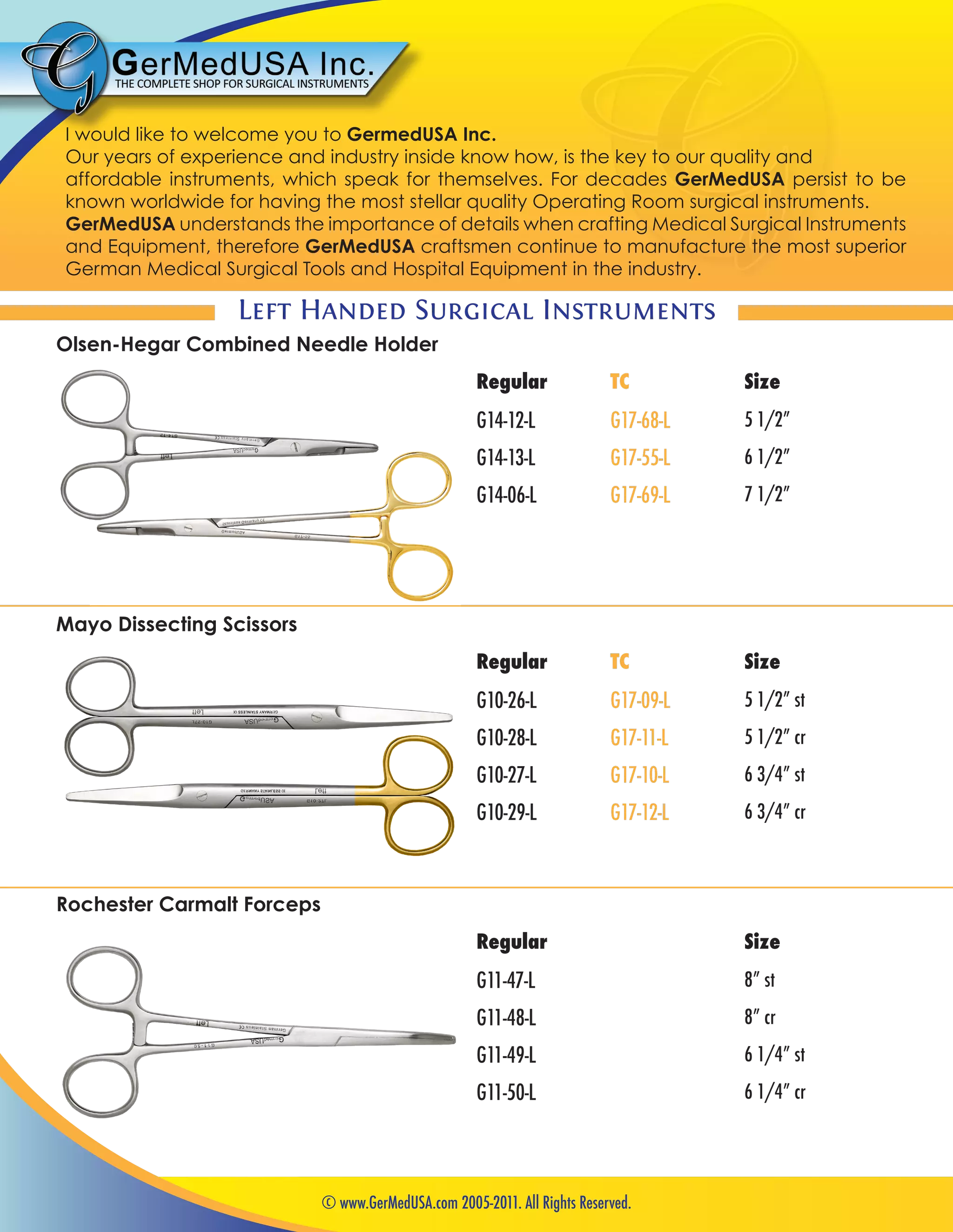 Left Hand Surgical Instruments from GermedUSA | PDF