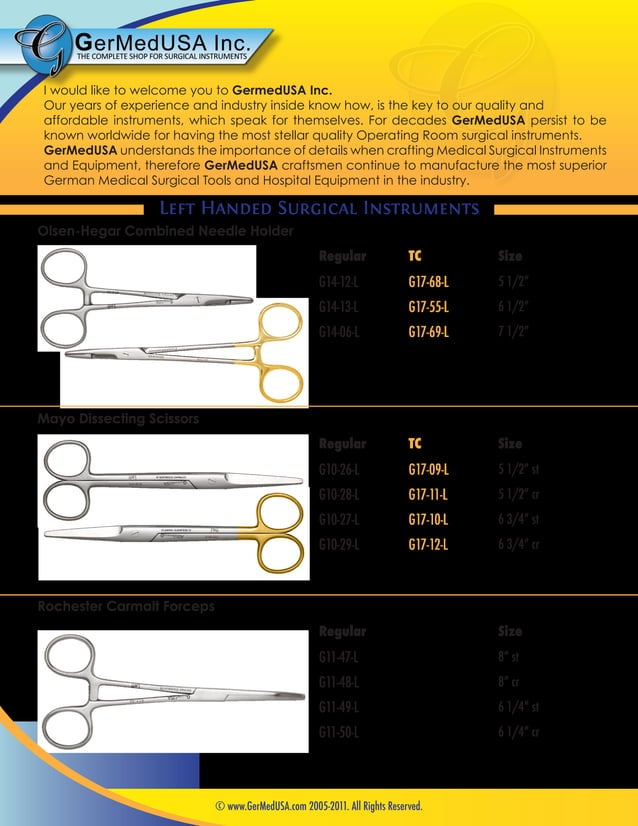 Left Hand Surgical Instruments from GermedUSA | PDF