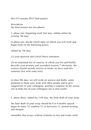 lhis 215 autumn 2015 final projectdescription the final proj.docx ...