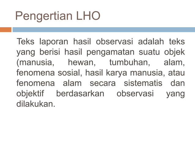 Laporan hasil observasi lho lho kelas x sma | PPTX