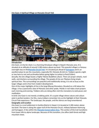 Lho Gaon- A Spiritual Village on Manaslu Circuit Trek.docx