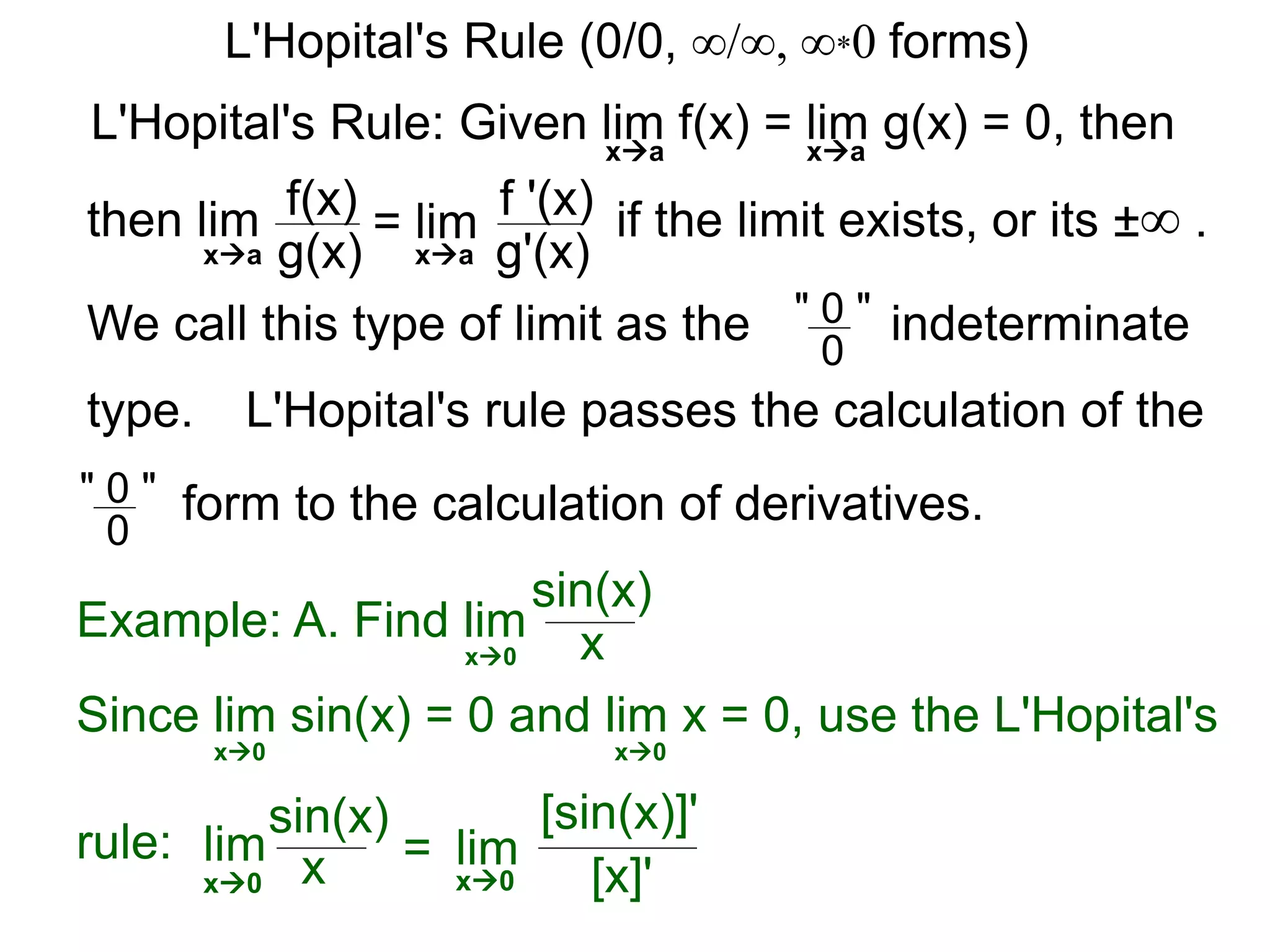 L'Hopital's rule i | PPTX