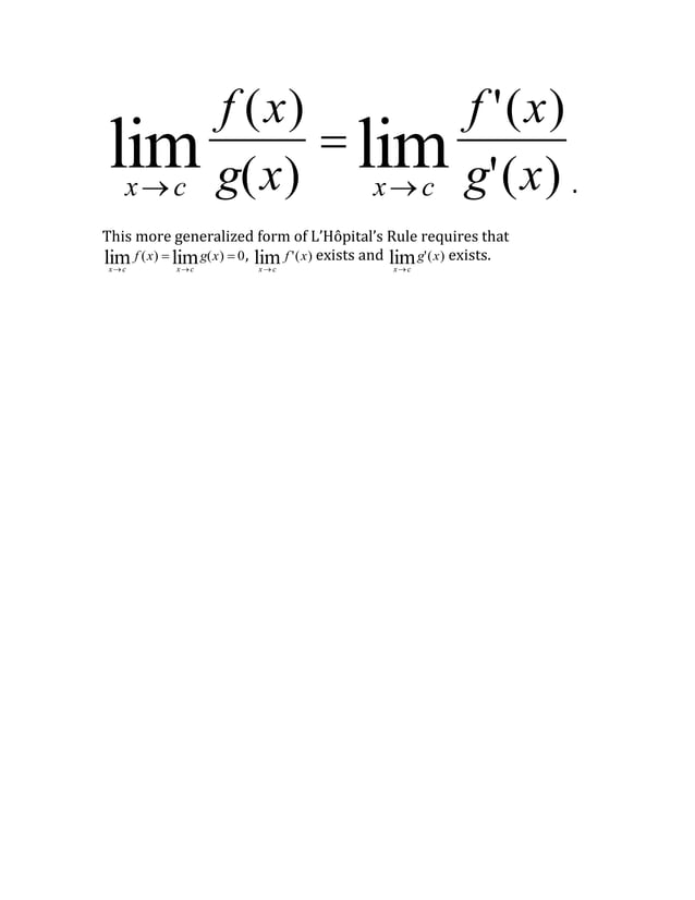 L'hopital's rule | PDF