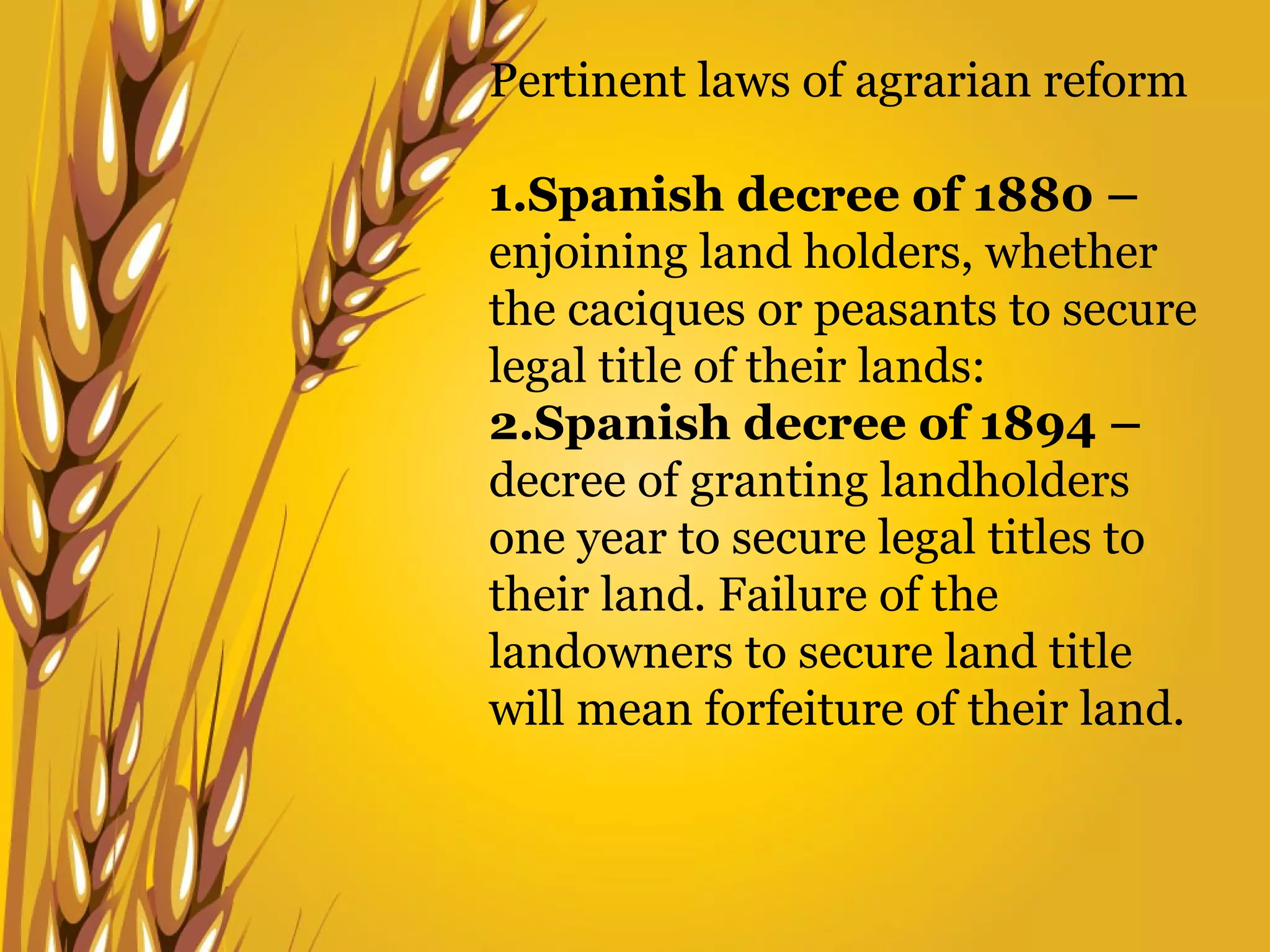 AGRARIAN REFORM 413 | PPT