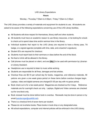 LHS library expectations | PDF