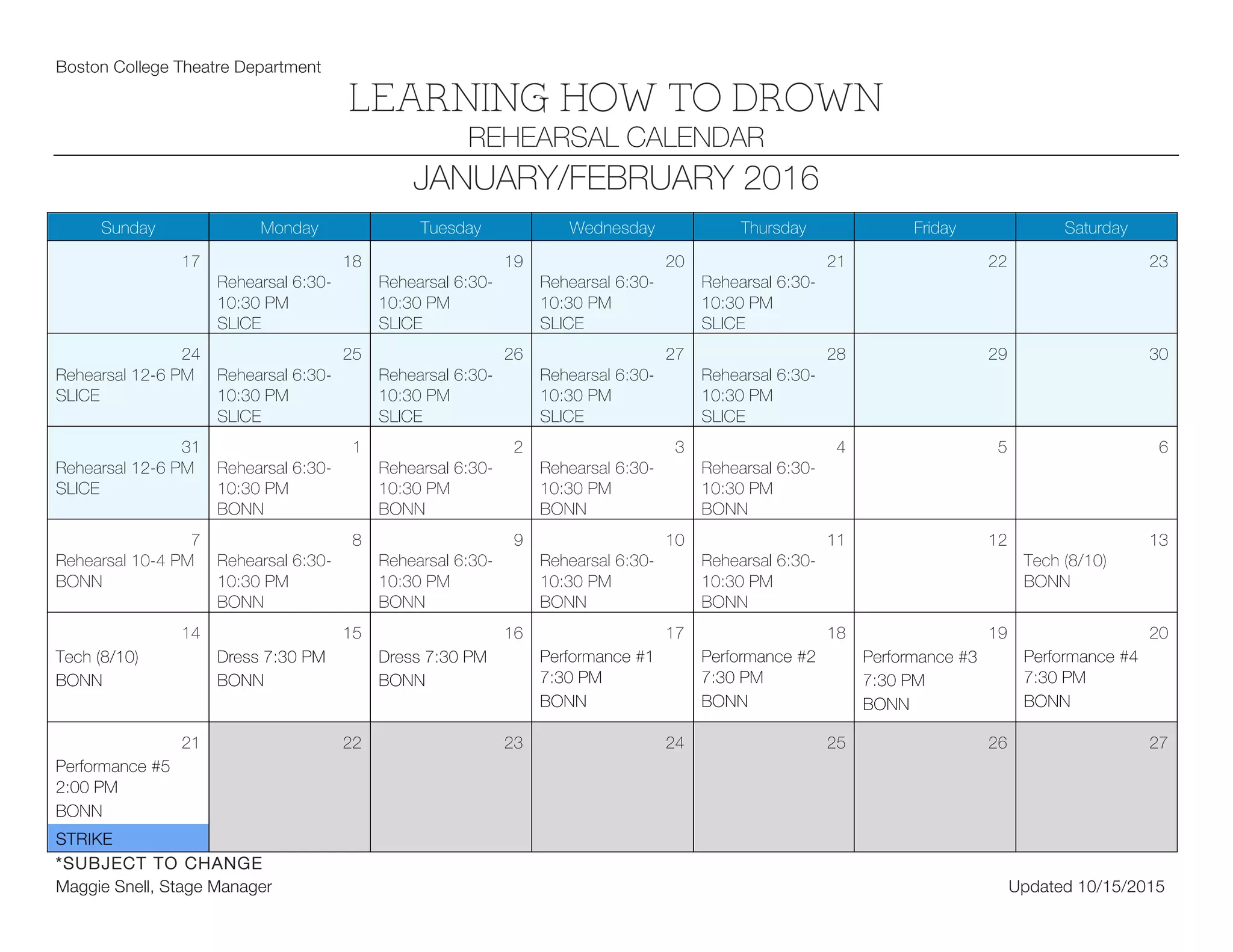 Lhtd rehearsal calendar | PDF