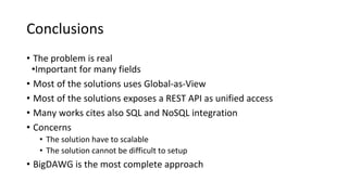 Survey on NoSQL integration | PPTX