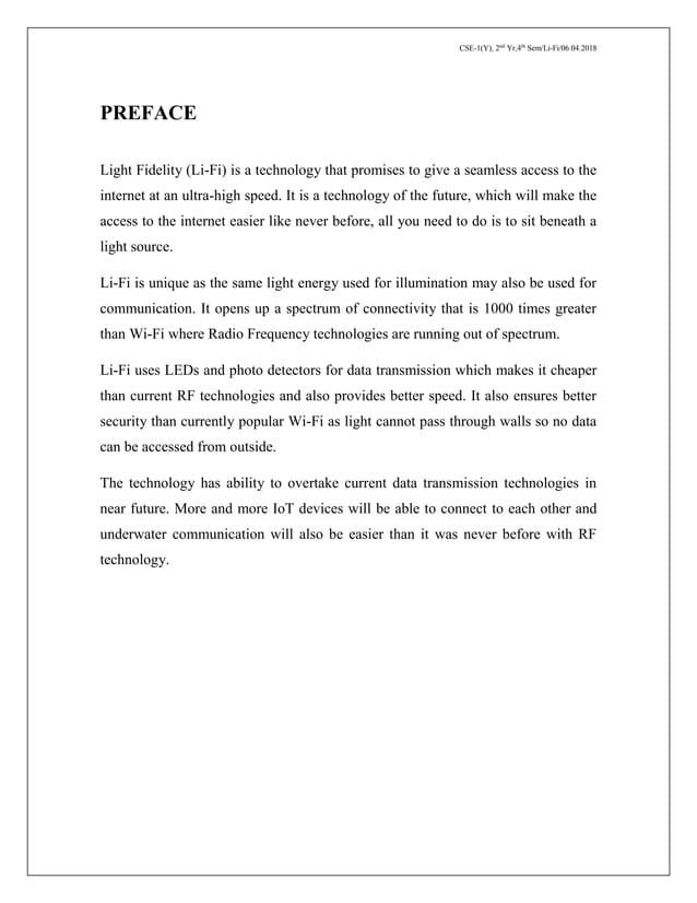 Li-Fi Project Report | PDF | Computer Networking | Computing