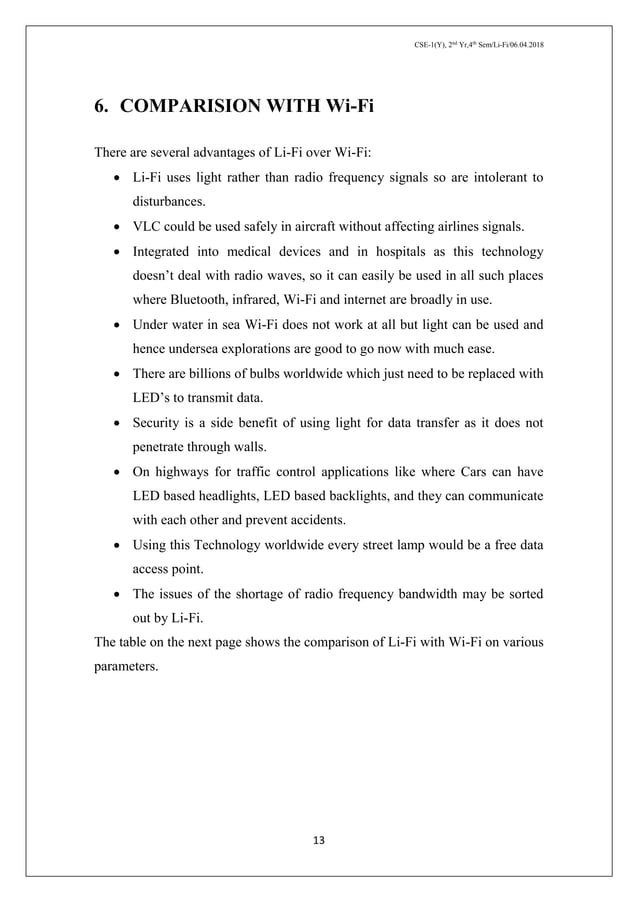 Li-Fi Project Report | PDF | Computer Networking | Computing