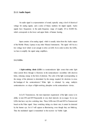 Li-Fi Audio Transmission Project Documentation/Report | DOCX