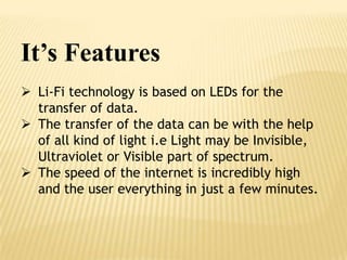 Li fi technology | PPTX | Computer Networking | Computing