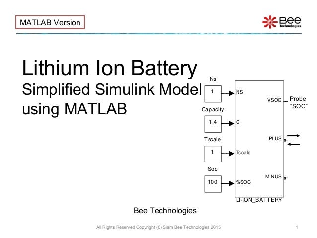 Li-ion Battery (Simplified) MATLAB Version