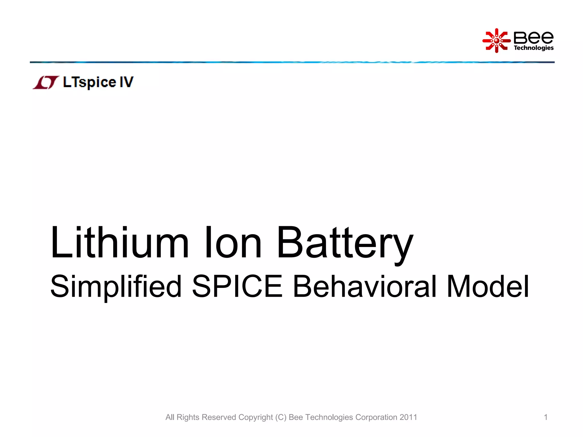 Simple mode of Li-ion battery (LTspice) | PPT