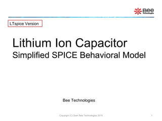 Li-ion Capacitor Model (Simplified Model) LTspice Version | PPT