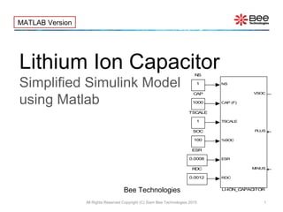 Li-ion capacitor (simplified) matlab model | PPT