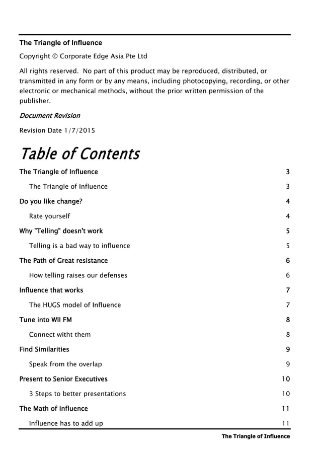 The triangle of influence session handout | PDF