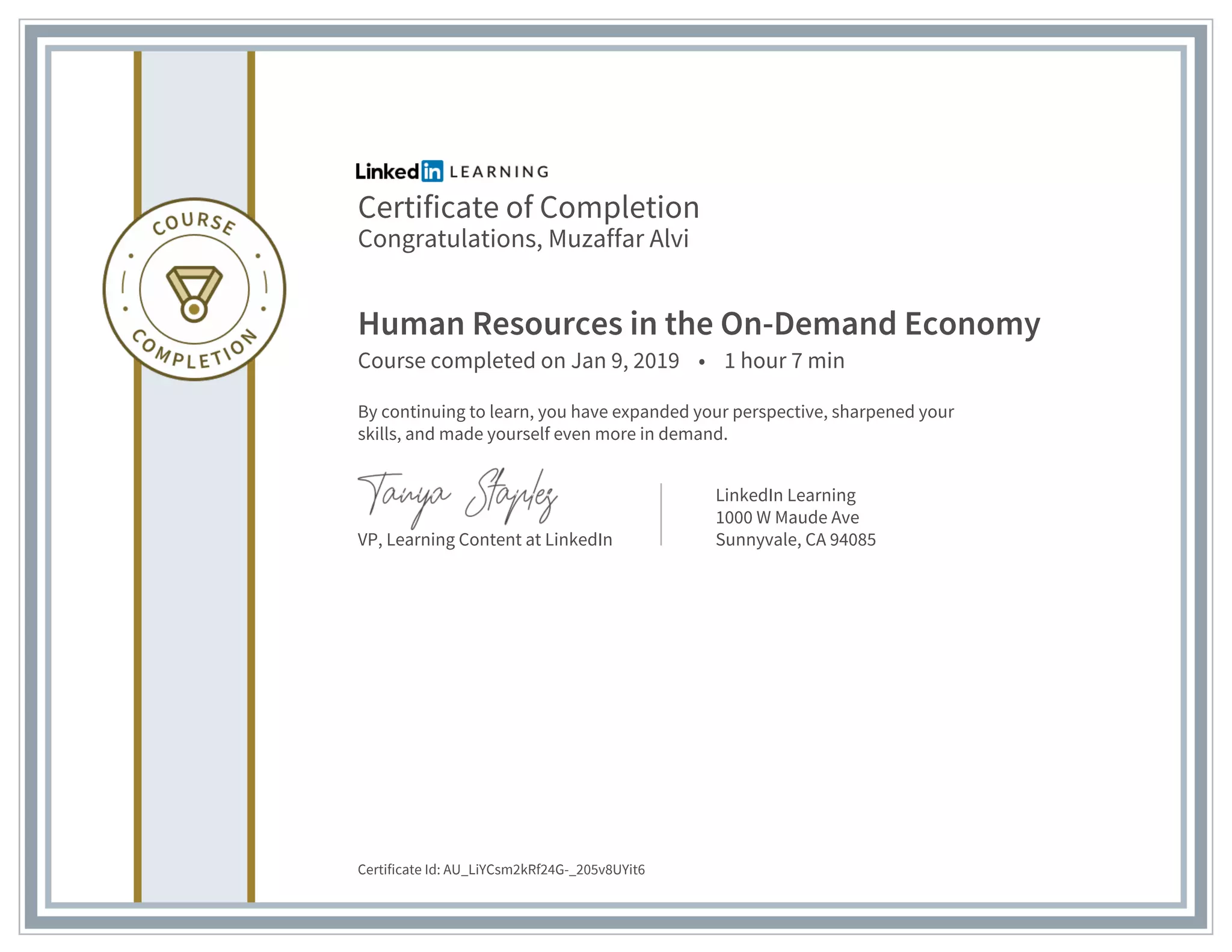 Certificate ofcompletion human resources in the on demand economy | PDF ...