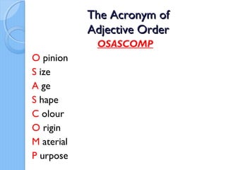 Adjective Order | PPT