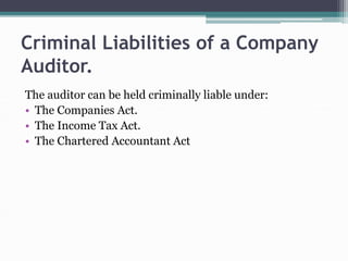 Liabilities of company auditor for auditing | PPTX