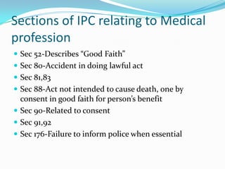 Liabilities of doctors under Indian Penal Code(IPC) ppt | PPTX