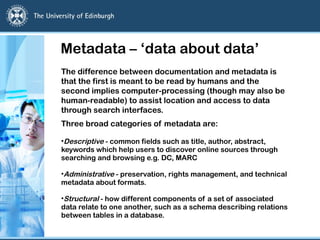 Organising and Documenting Data | PPT