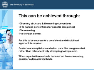 Organising and Documenting Data | PPT