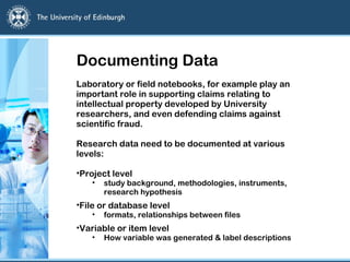 Organising and Documenting Data | PPT