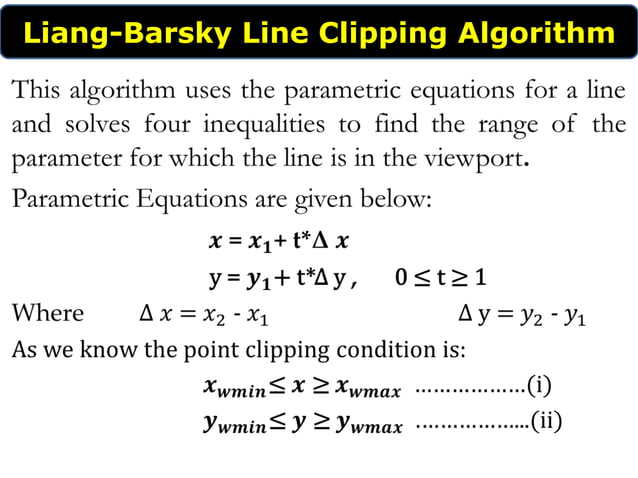 Liang barsky Line Clipping Algorithm | PPT