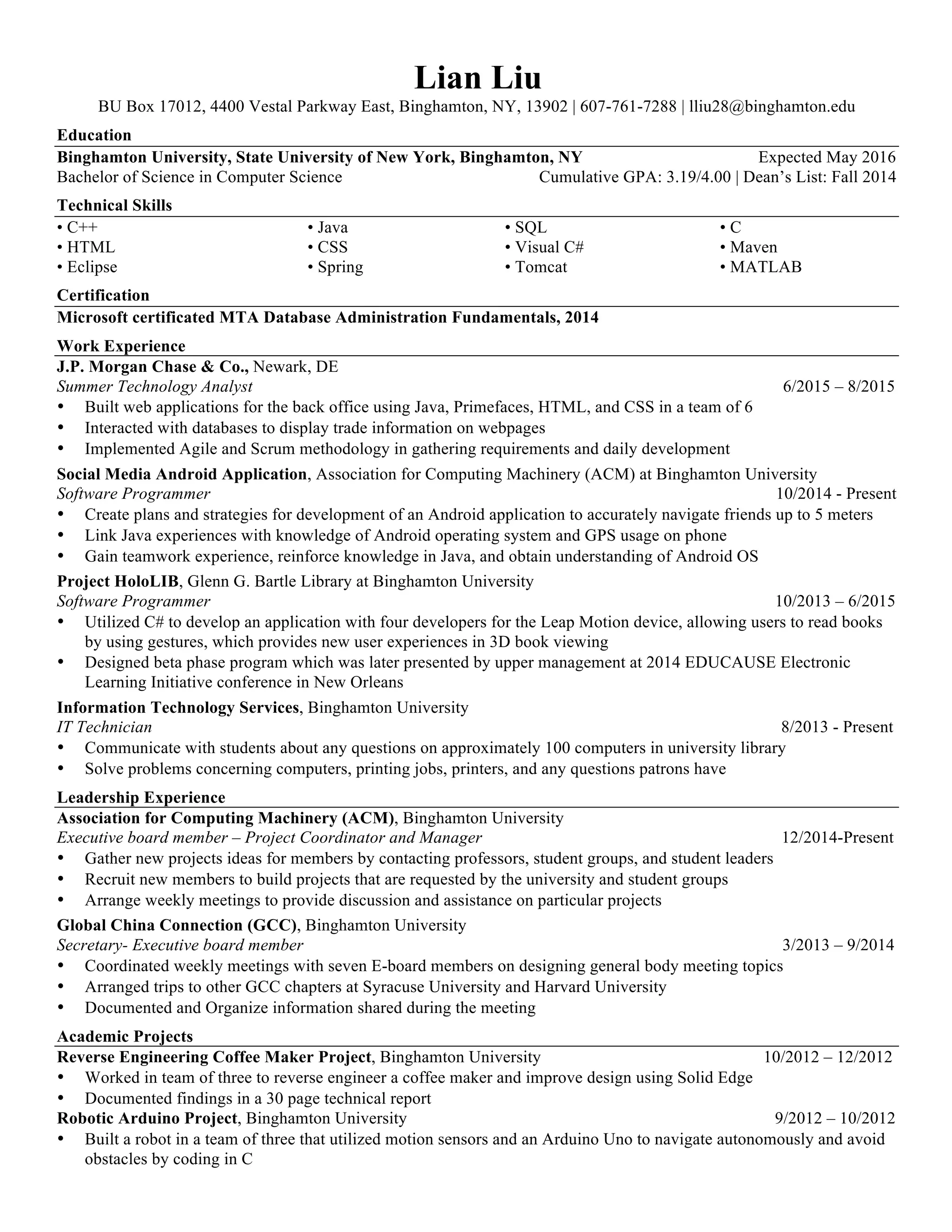 Resume | PDF | Programming Languages | Computing