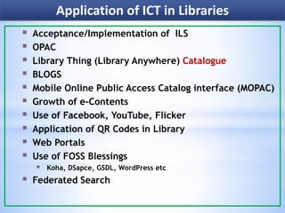 New ICT Trends and Issues of Librarianship | PPTX