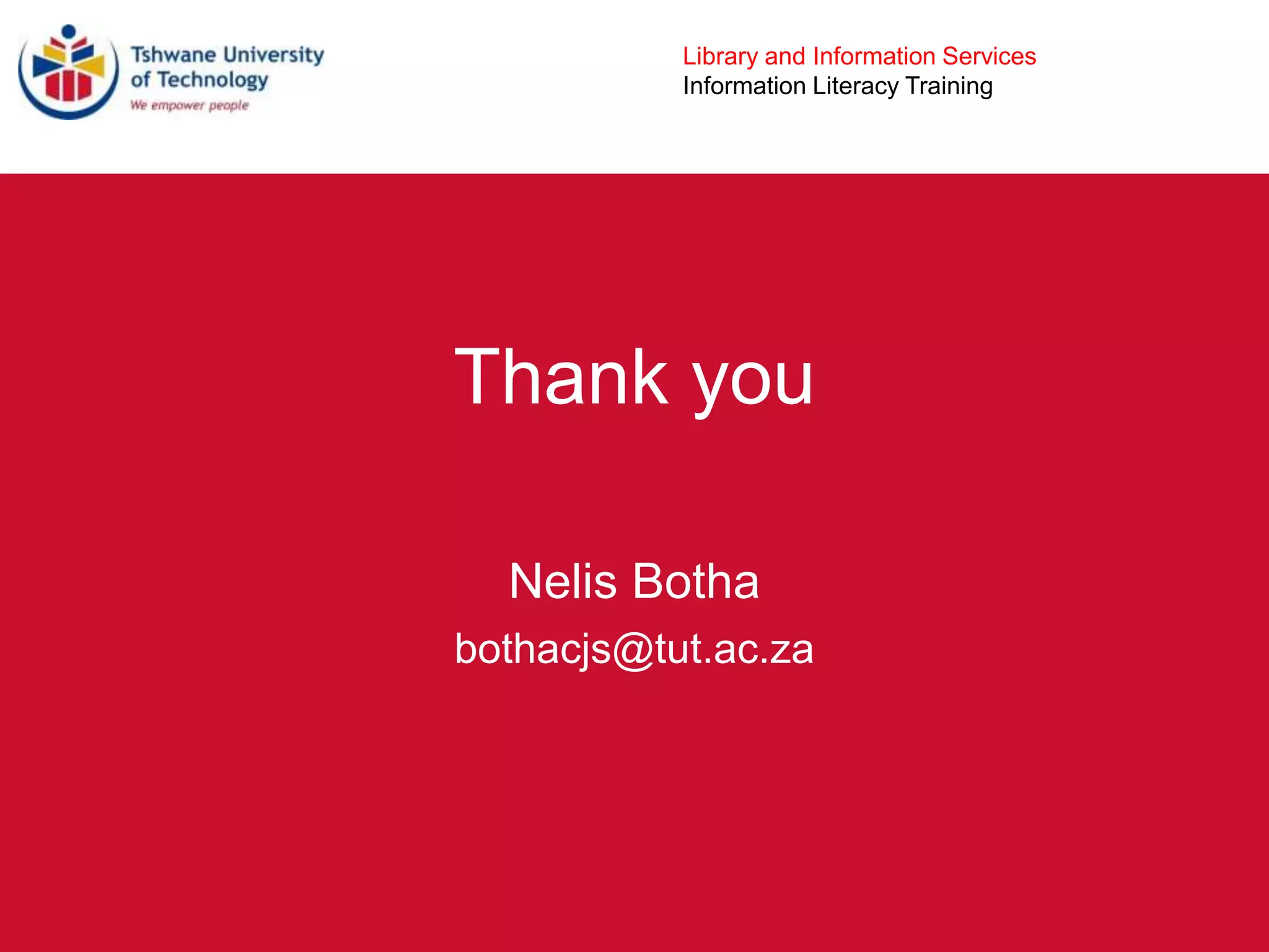 The information literacy journey of TUT | PPTX