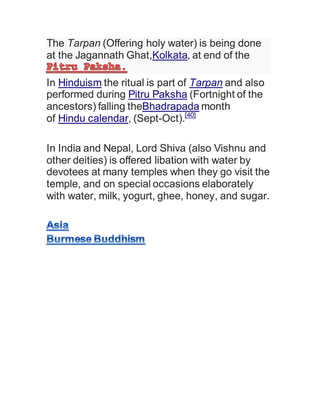 Libation . | DOCX | Buddhism | Religion & Spirituality