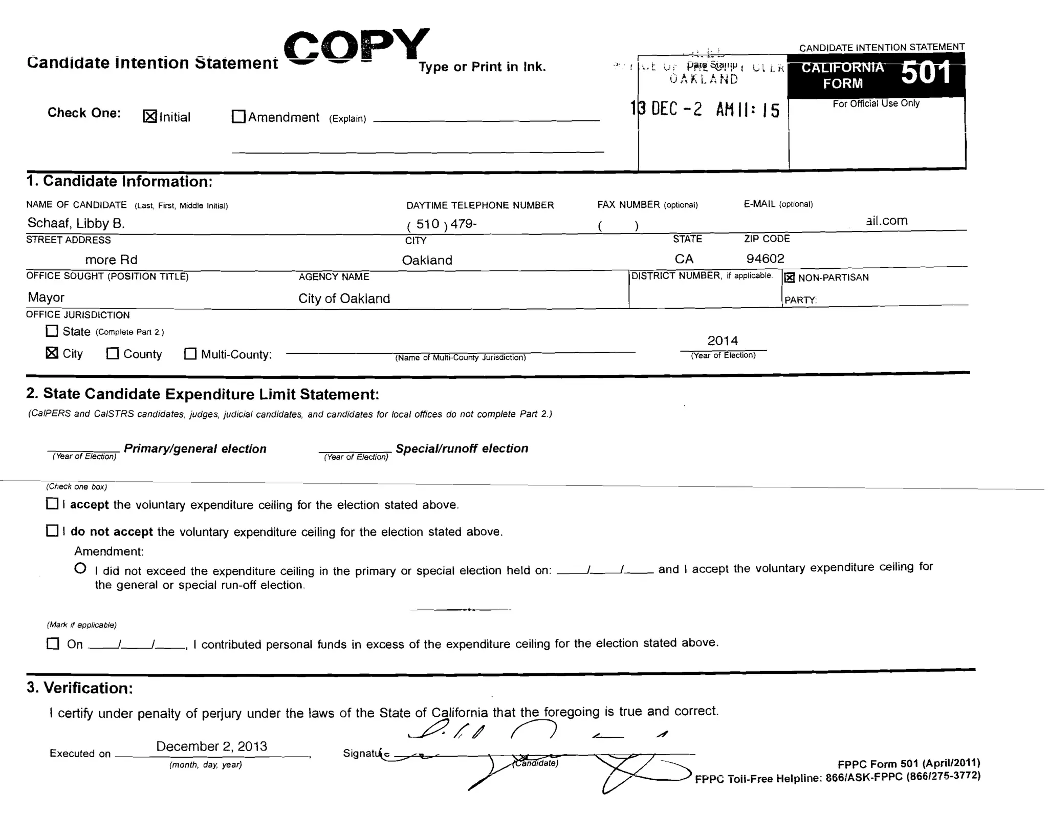 Libby Schaaf FPPC Form 501 | PPT