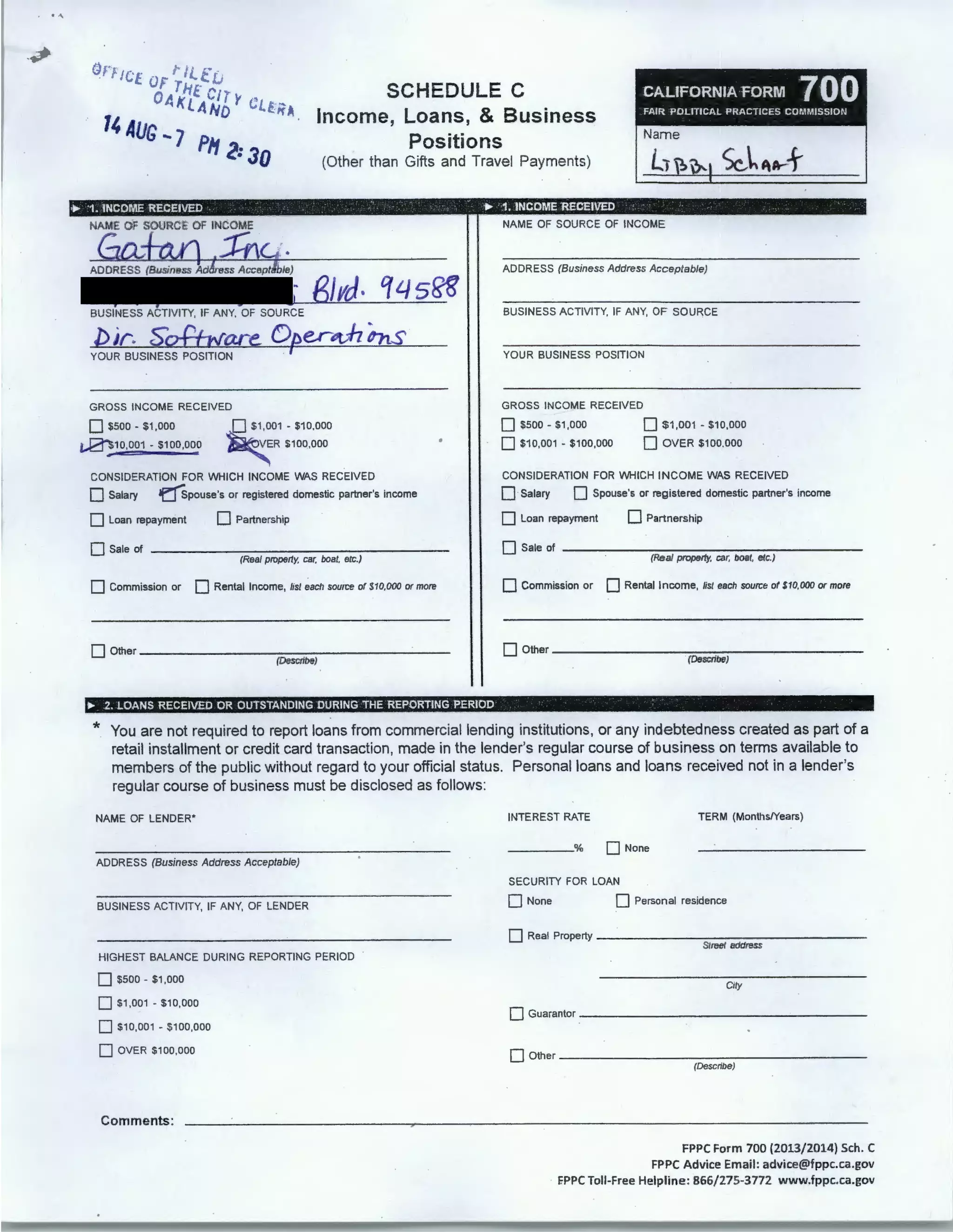 Libby Schaaf FPPC Form 700 | PDF