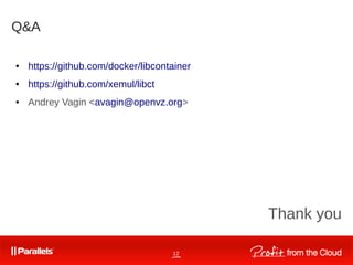 Libcontainer: joining forces under one roof | PPT