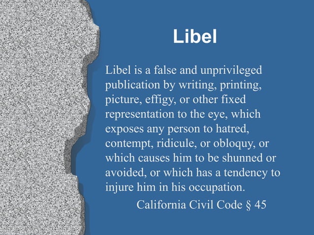 Defamation (Libel & Slander) | PPT | Law