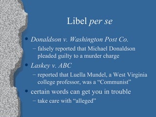 Defamation (Libel & Slander) | PPT