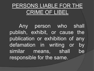 Libel Case. Journalism Topic. | PPTX